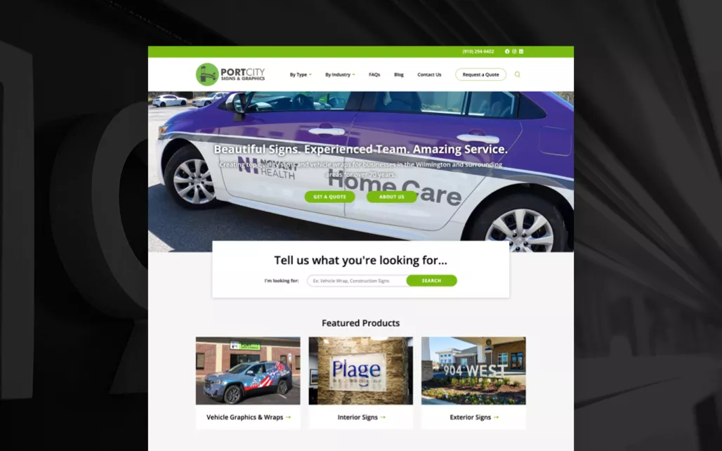 Custom Sign Company Website for Port City Signs | WDC